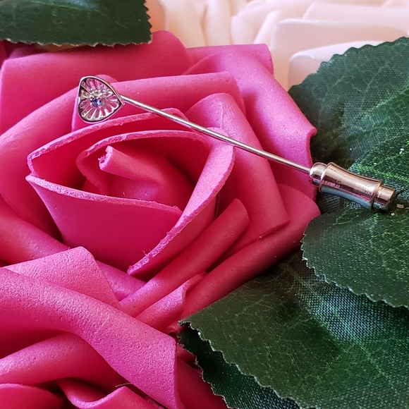 Jewelry | Vintage 14k White Gold Heart Stick Pin | Poshmark